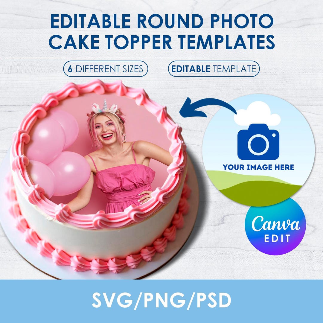 Burn Away Cake Topper Template, Custom, Round Photo Cake Topper ...