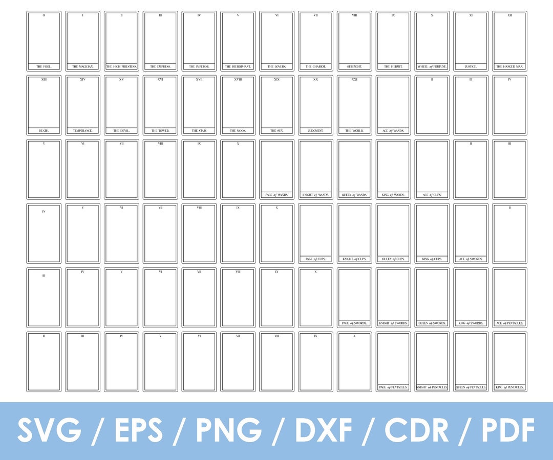 Custom Tarot Cards Template With Blank Middle, BIG BUNDLE, Svg, Png ...
