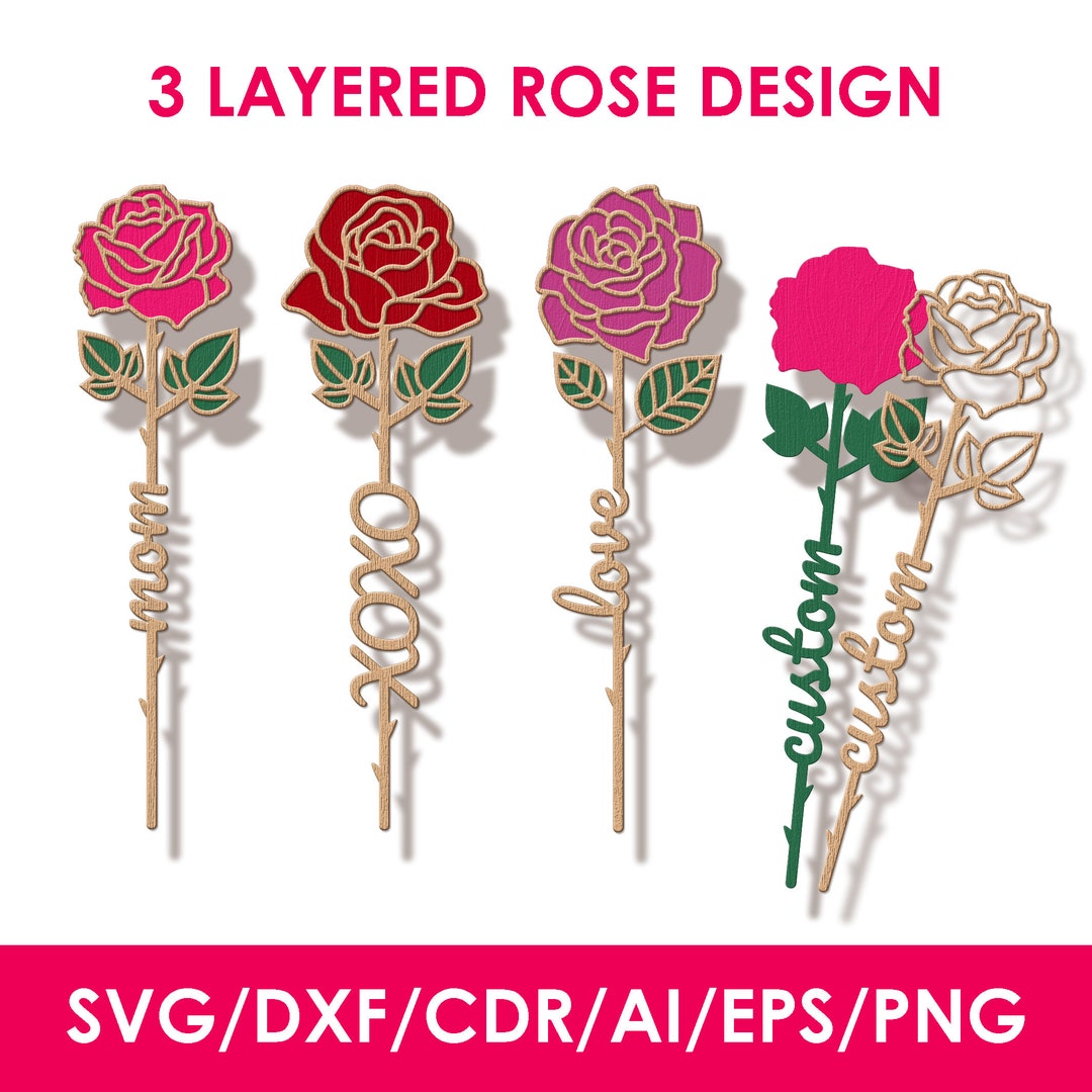 Custom Layered Rose Laser Cut Files, BUNDLE, Valentine's Day, Acrylic ...