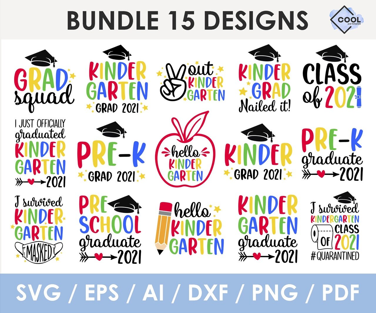 Kindergarten graduation svg bundle class of 2021 svg | Etsy