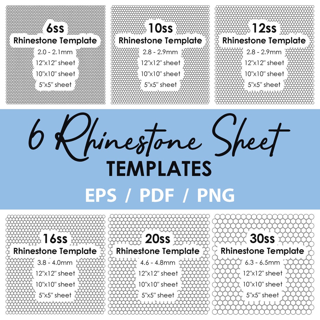 BUNDLE Rhinestone Sheet Blank Template, 6ss, 10ss, 12ss, 16ss ,20ss ...