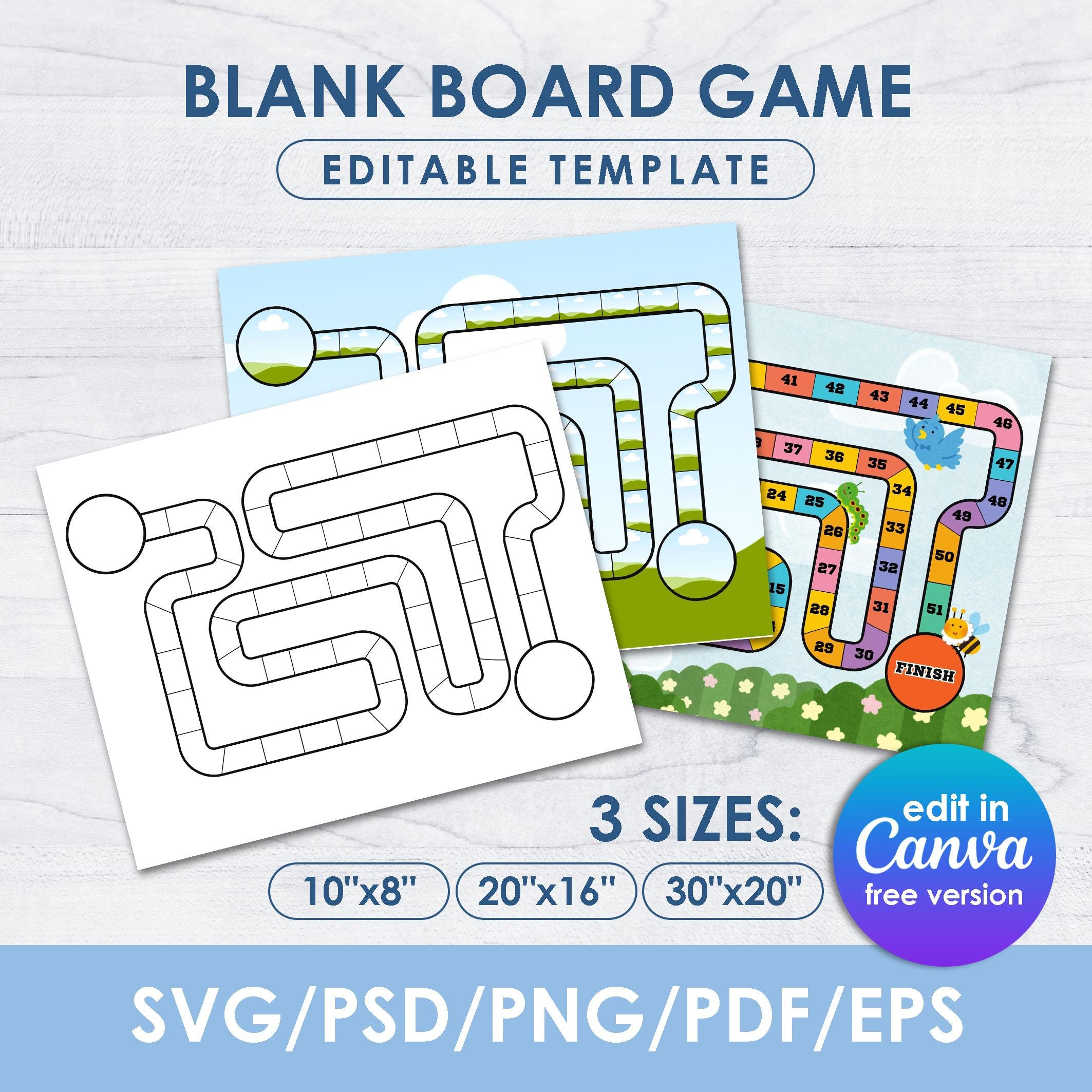 Blank Board Game Template, BUNDLE, Editable, Kids & Adult Game Board ...