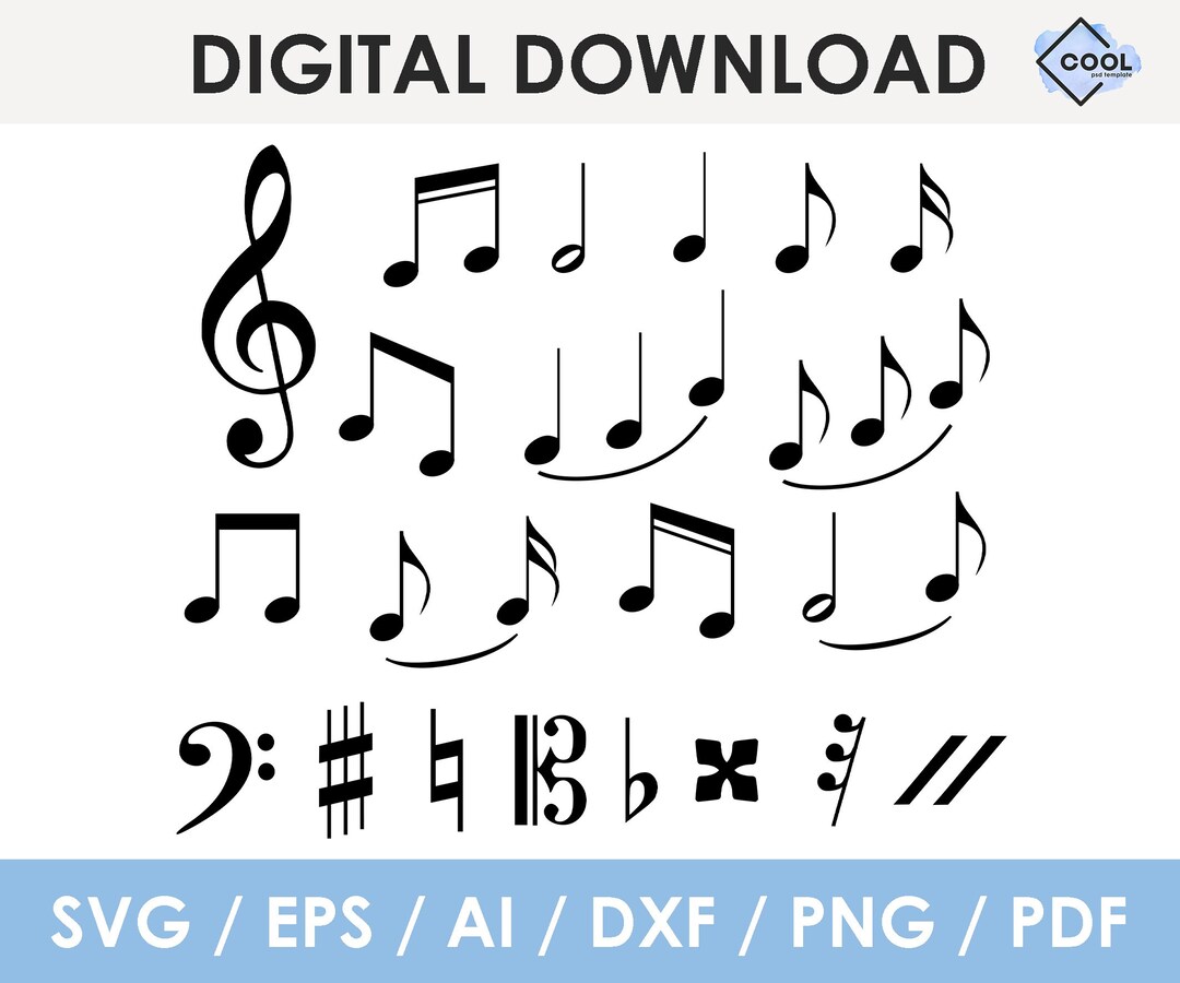 Music Notes Svg, Musical Notes Clipart, Cut File, Png, Cricut ...