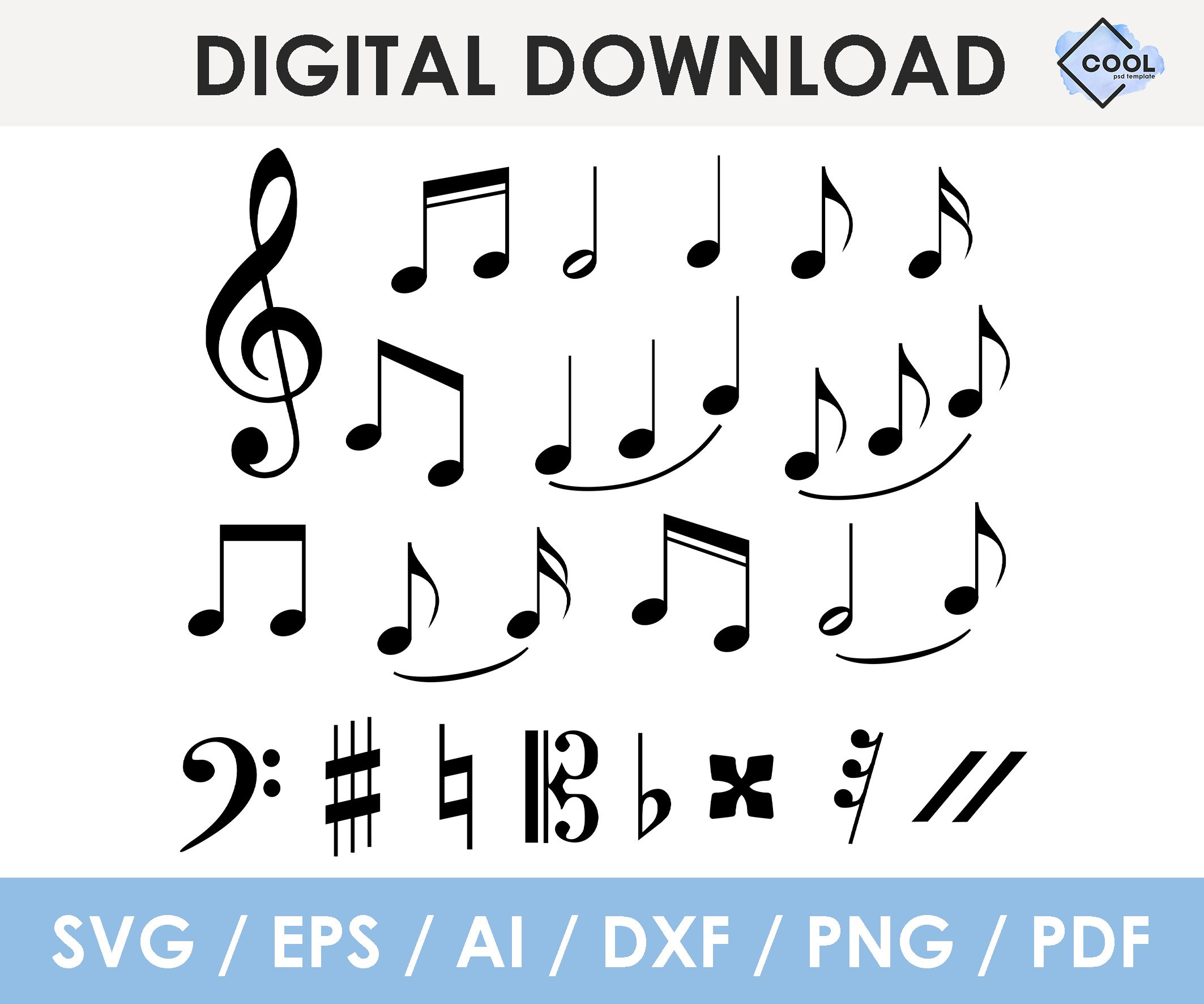 Music Notes Svg BUNDLE Guitar Note Svg Musical Notes - Etsy Israel