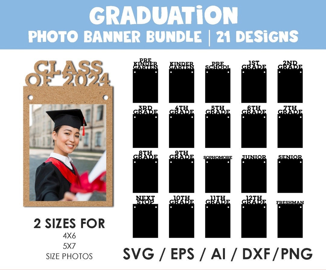 Graduation Banner Svg, 2024 Grad, Bunting Banner Svg, Graduate Photo ...