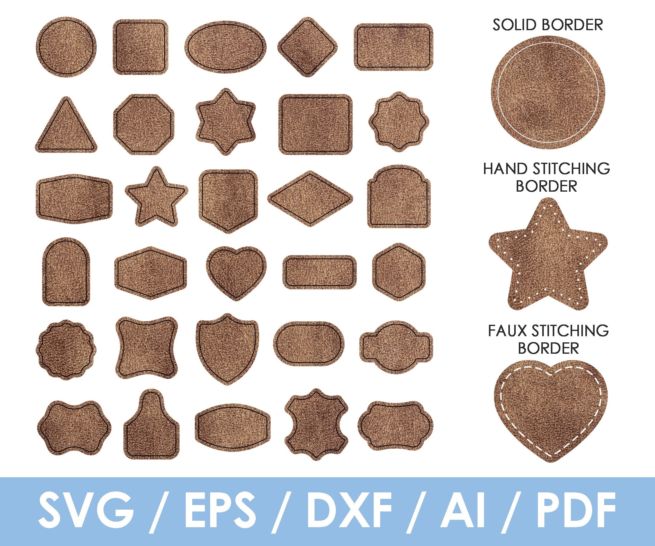 Leather Patch Svg, BIG BUNDLE, Hat Patches, Patch Shape With Stitshes ...