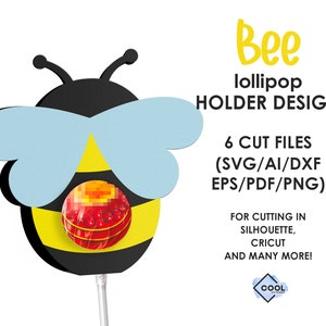 Bee Lollipop Holder Svg, DIY, Valentine's Day Favor Kids, Chocolate ...