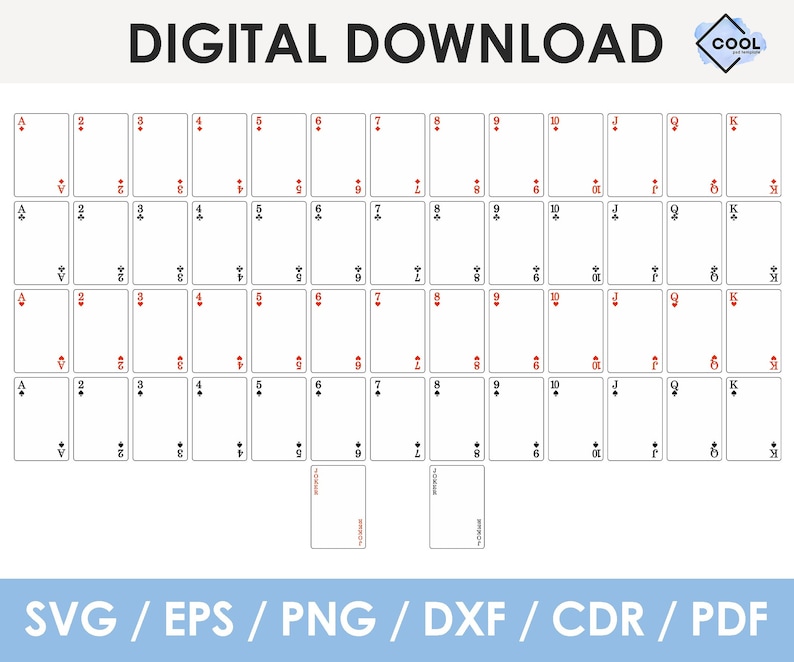 Editable Playing Cards Template With Blank Middle, Svg, Png, Cricut ...