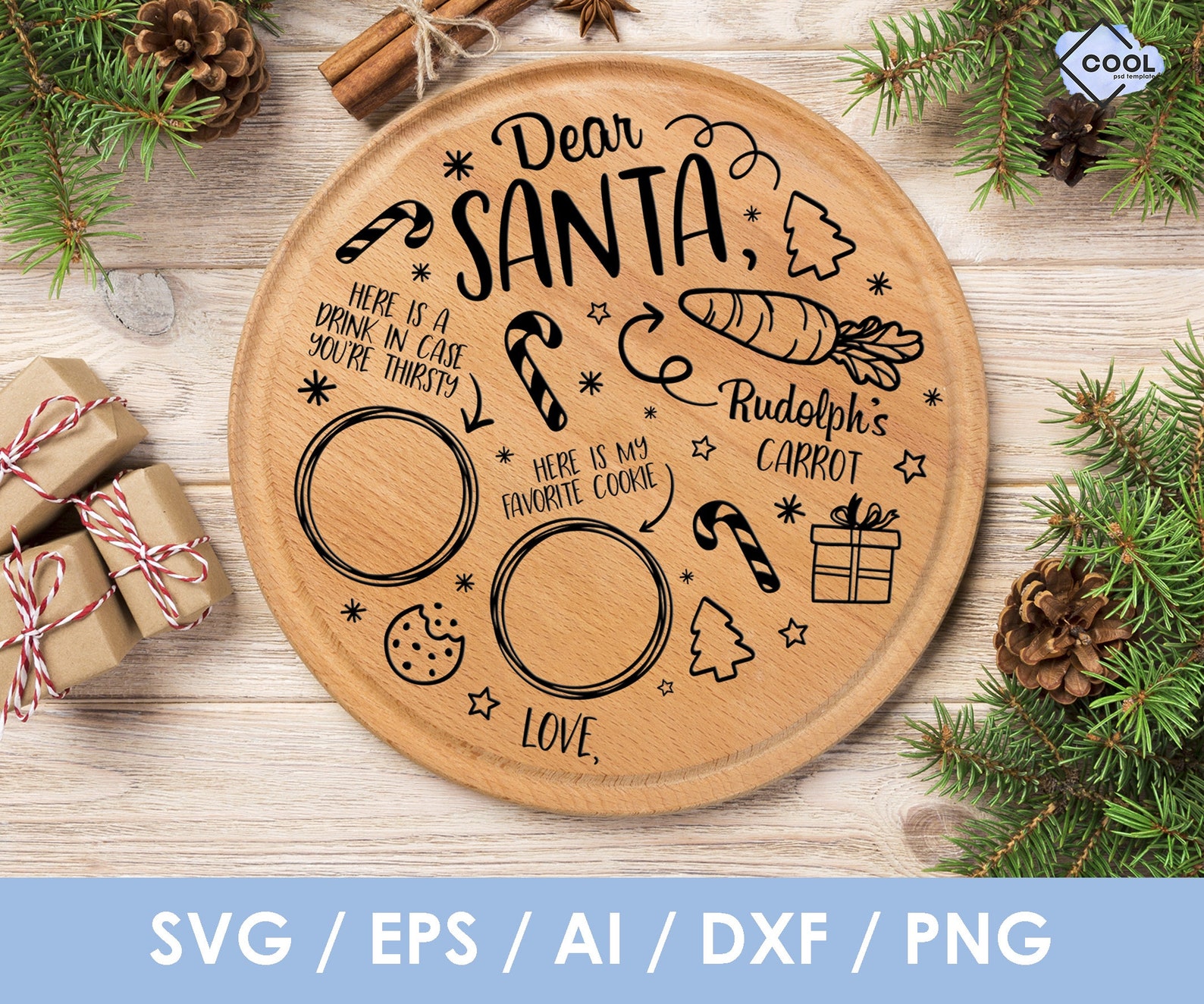 Santa Tray SVG Santa Cookies Svg digital Dear Santa Cookies | Etsy