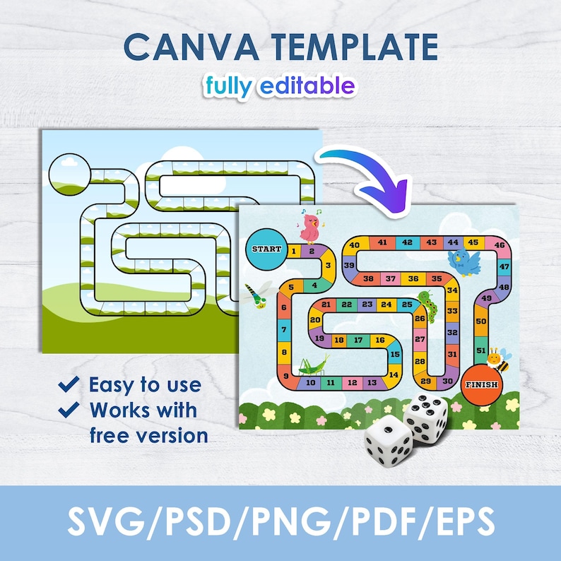 Blank Board Game Template, BUNDLE, Editable, Kids & Adult Game Board ...