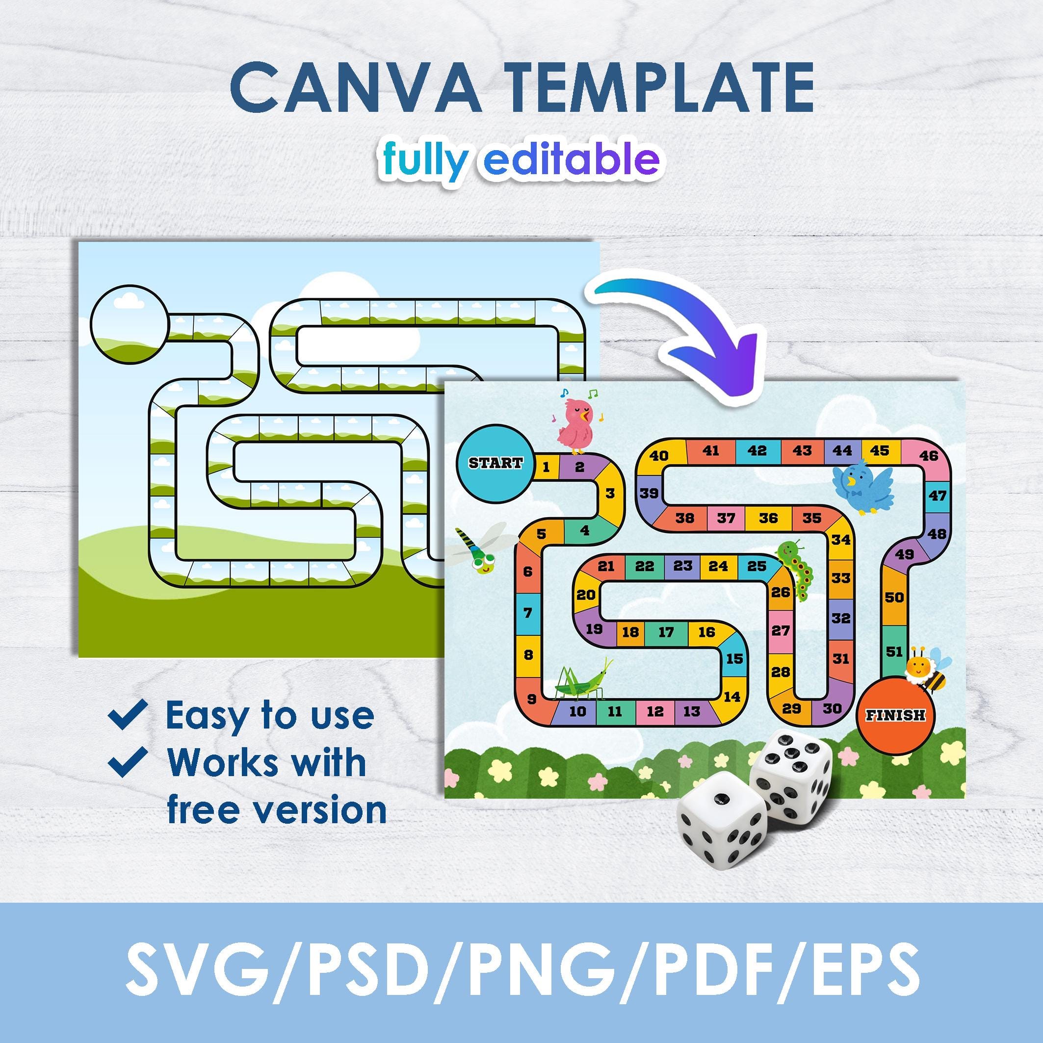 Blank Board Game Template, BUNDLE, Editable, Kids & Adult Game Board ...
