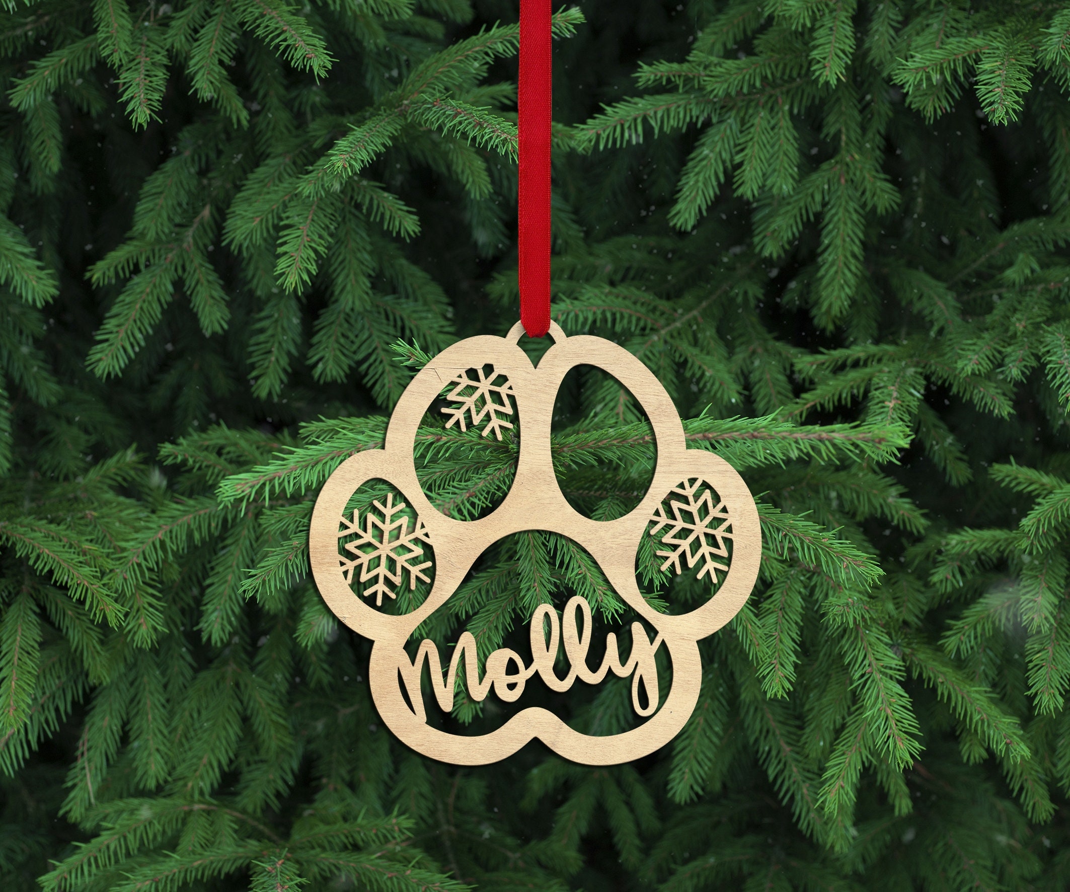 Dog Paw Print Christmas Ornament SVG Personalized Custom Etsy