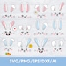 Cute Bunny Face Svg, BUNDLE, Bunny Ears, PNG, Rabbit Faces Svg, Bunny ...