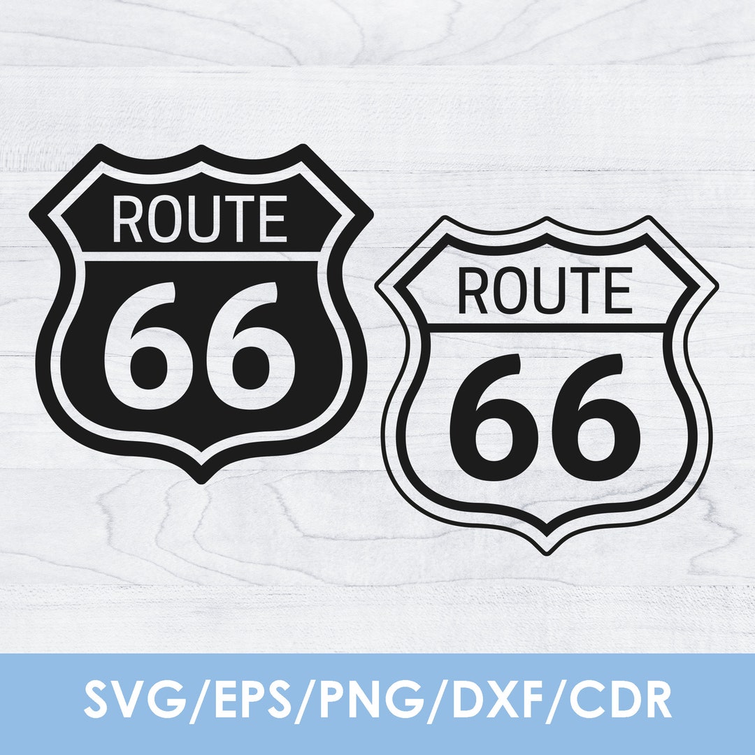 Historic Route 66 Sign Svg, Solid & Outline, Cut File, Png, Vector, Clipart, Cricut, Silhouette ...