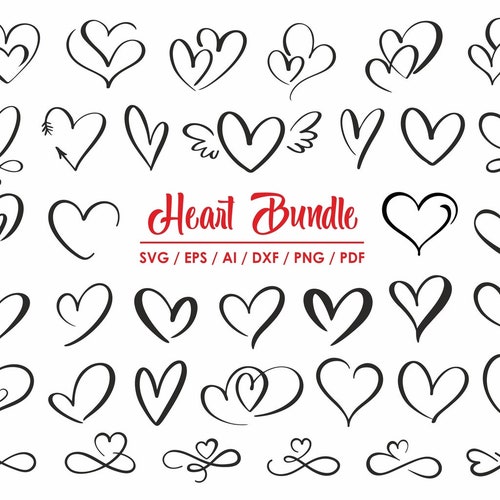 Open Heart Svg BUNDLE Simple Heart Svg Png Eps Dxf Ai - Etsy