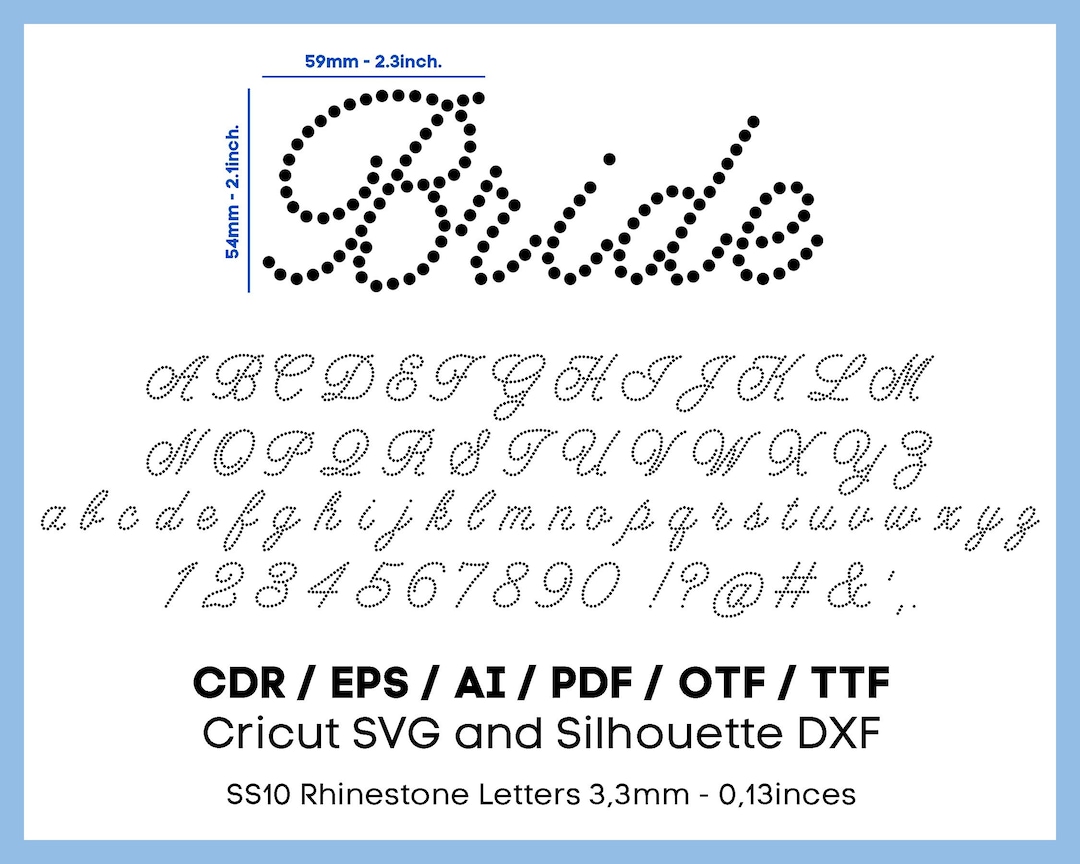 Rhinestone Letters Pattern, Full Alphabet, Cursive Wedding Font, 10ss ...