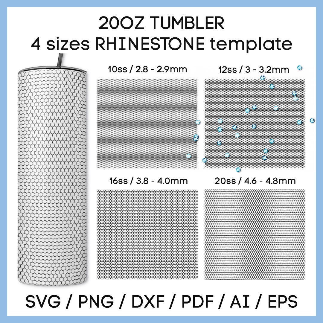 Rhinestone Template for 20oz Tumbler, 10ss, 12ss, 16ss, 20ss, BUNDLE ...