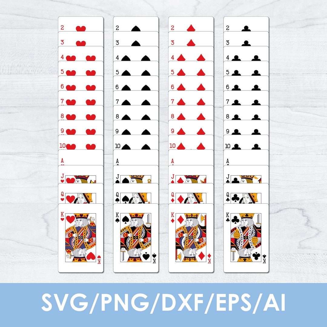 Full Playing Cards Deck Svg, BUNDLE, Poker Cards Svg, Full Deck Playing ...