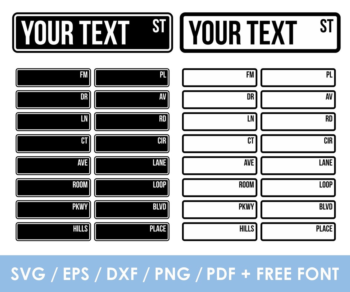Editable Street Sign Svg, Dxf, Png, Instant Download - Etsy