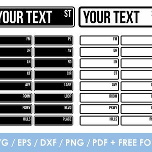 Editable Street Sign Svg, Dxf, Png, Instant Download - Etsy