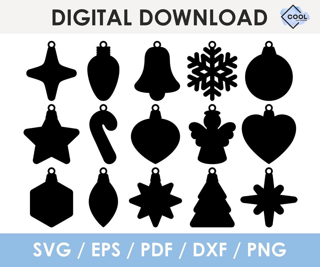 Christmas BLANK Ornaments Svg, BUNDLE, Christmas Bauble Template, Laser ...