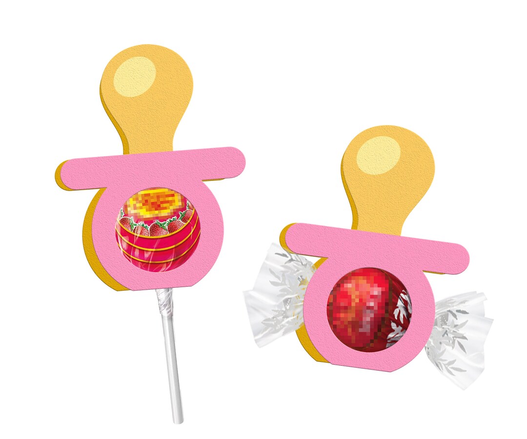Pacifier Lollipop Holder SVG: Baby Shower Favor, Pink Decor (digital ...