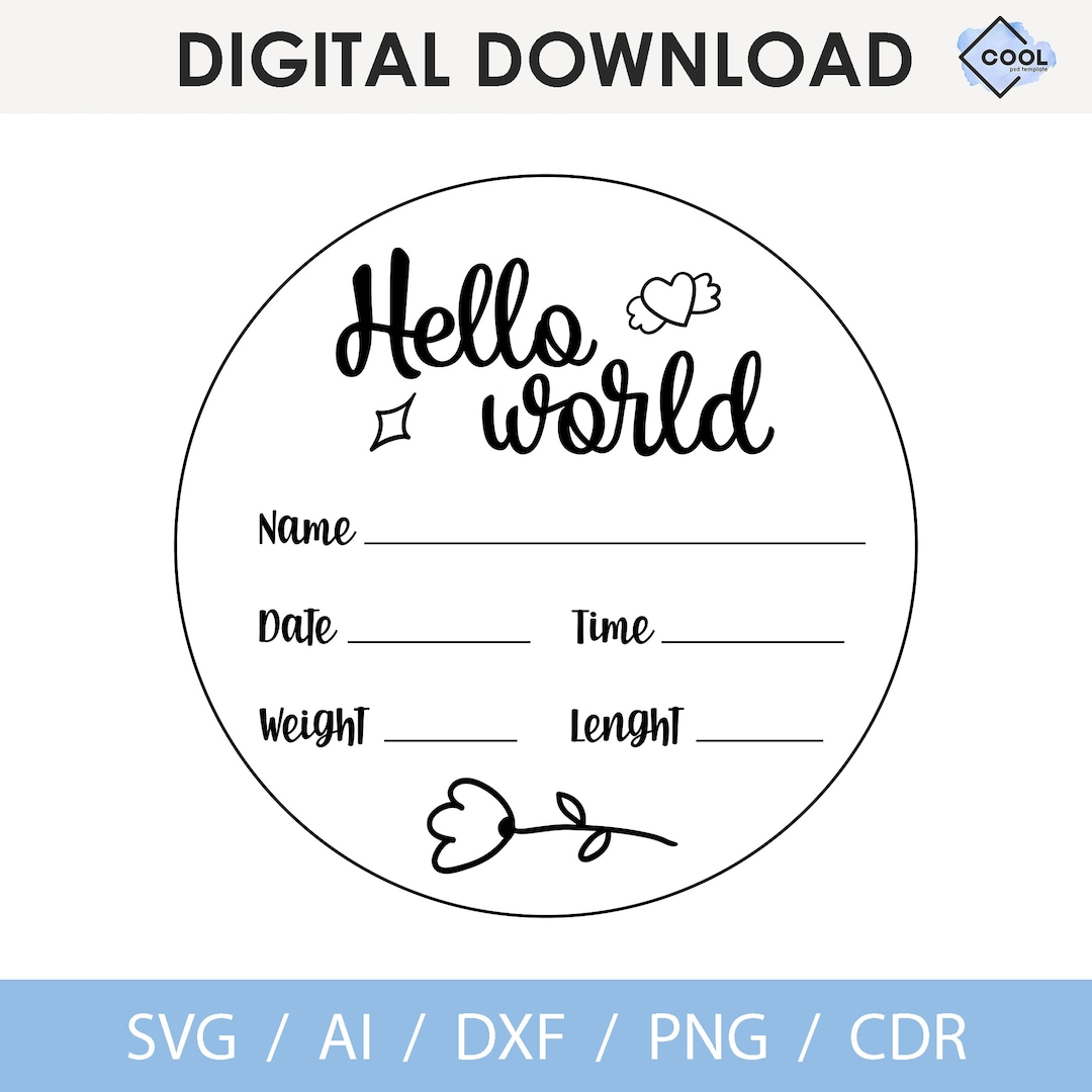 Round Baby Announcement Stat Sign SVG Template, Cricut, Silhouette ...