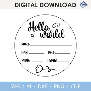 Personalized Baby Stat Sign SVG, Round Baby Announcement Sign Svg ...