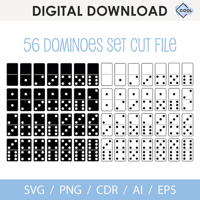 Dominoes Clip Art Bundle: SVG, PNG, CDR, Vector Cut Files (digital ...