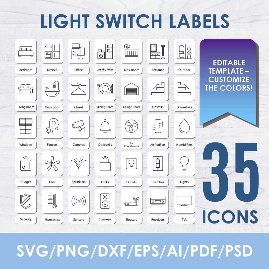 Light Switch Labels SVG Bundle: Multi Switch Decals (digital Download ...