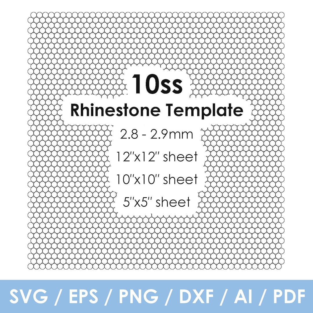SS10, Rhinestone Sheet Template, 10ss, 2.8 2.9 Mm, 12x12 Sheet, 10x10 ...