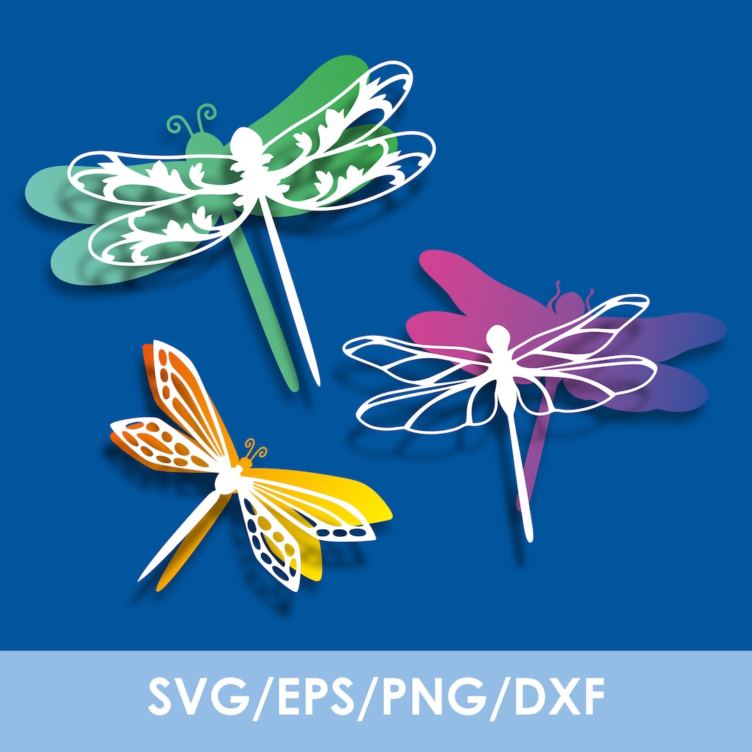 3D Layered Dragonfly Svg, BUNDLE, Paper Cutting, Dragonflies, Png ...