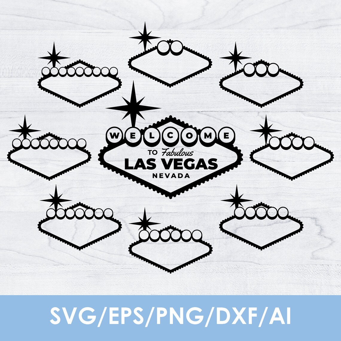 Editable Las Vegas Sign Svg Blank Template, Cut File, Png, Transparent ...
