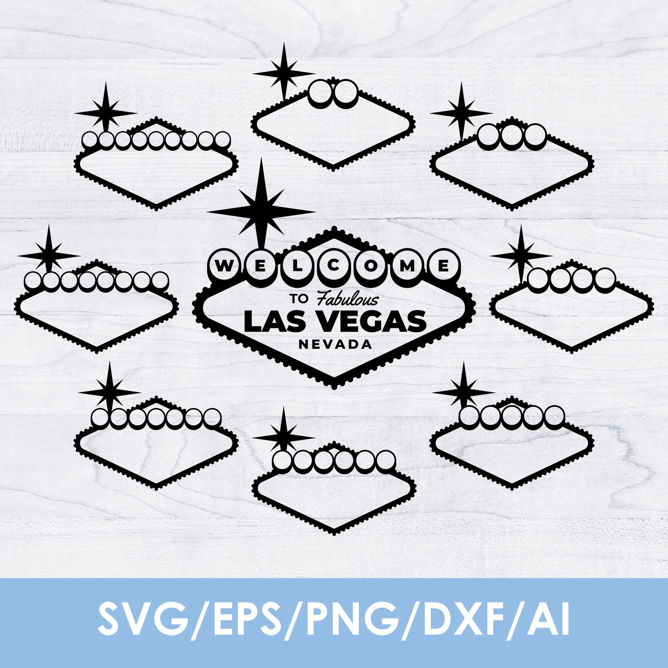 Editable Las Vegas Sign Svg Blank Template, Cut File, Png, Transparent ...