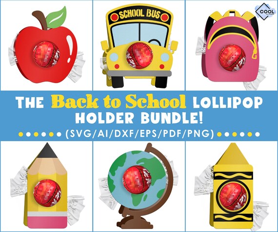 Lollipop Holder Svg BUNDLE Back to School Favor for Kids - Etsy