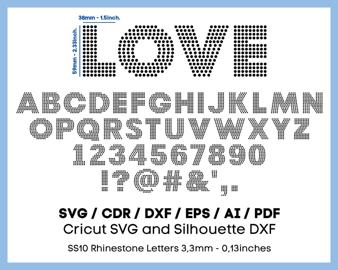 Rhinestone Square Letters & Numbers, Full Alphabet, Classic, 6ss, 10ss ...