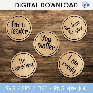 75 Pocket Tokens Svg, BUNDLE, Affirmation, Reassurance, Bucket List ...