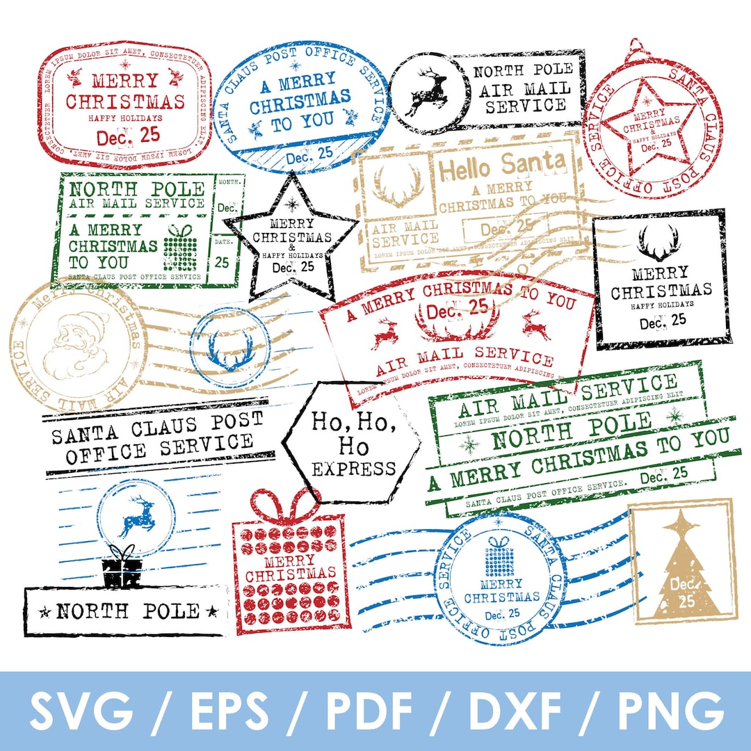 Big BUNDLE, Christmas Stamps Svg, Santa Mail, Png, Special Delivery Svg ...