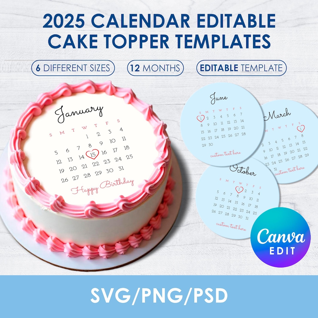 Burn Away Cake Topper Calendar Template: Custom Birthday (digital ...