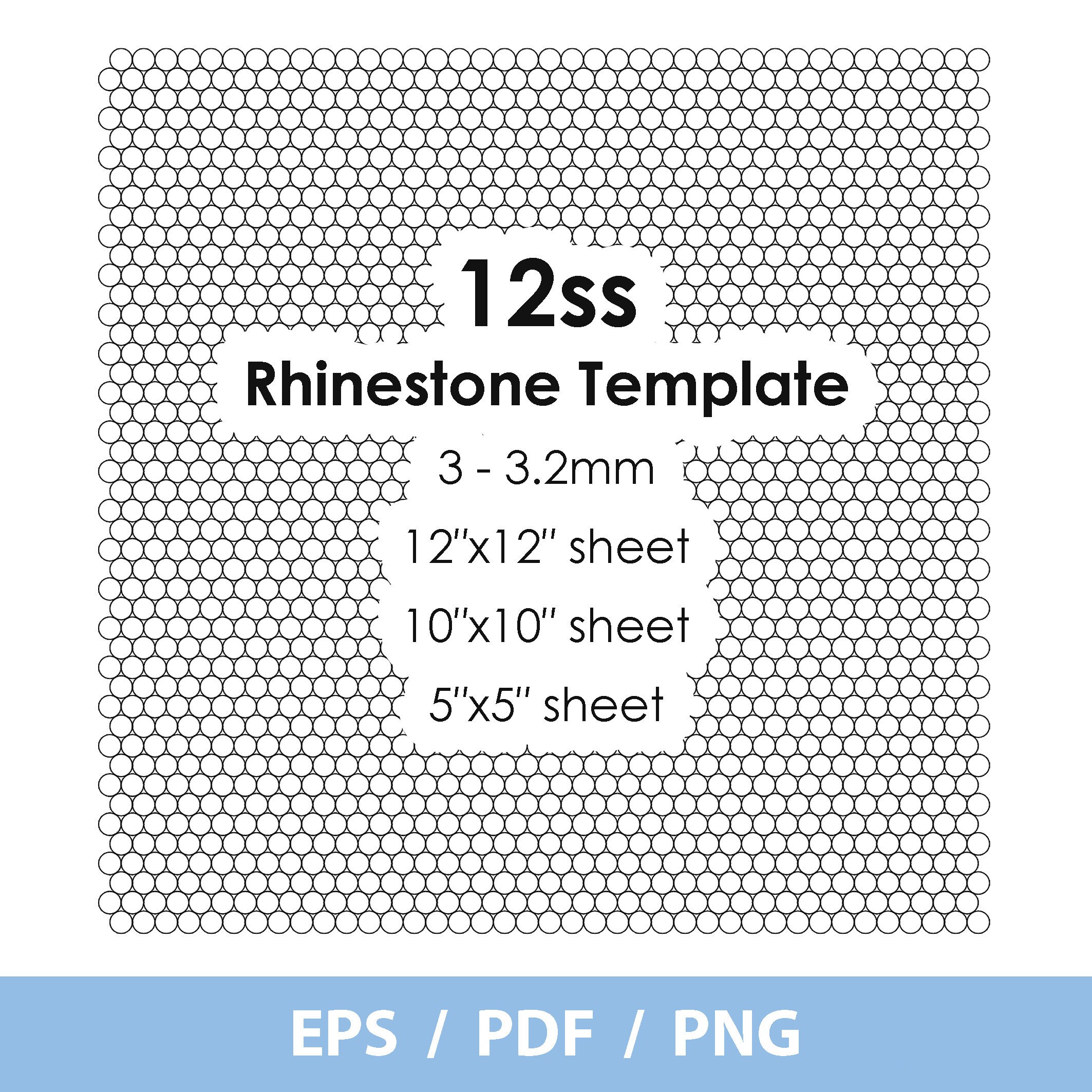 SS12, Rhinestone Sheet Template, 12 Ss, 3 - 3.2 Mm, 12x12 Sheet, 10x10 ...
