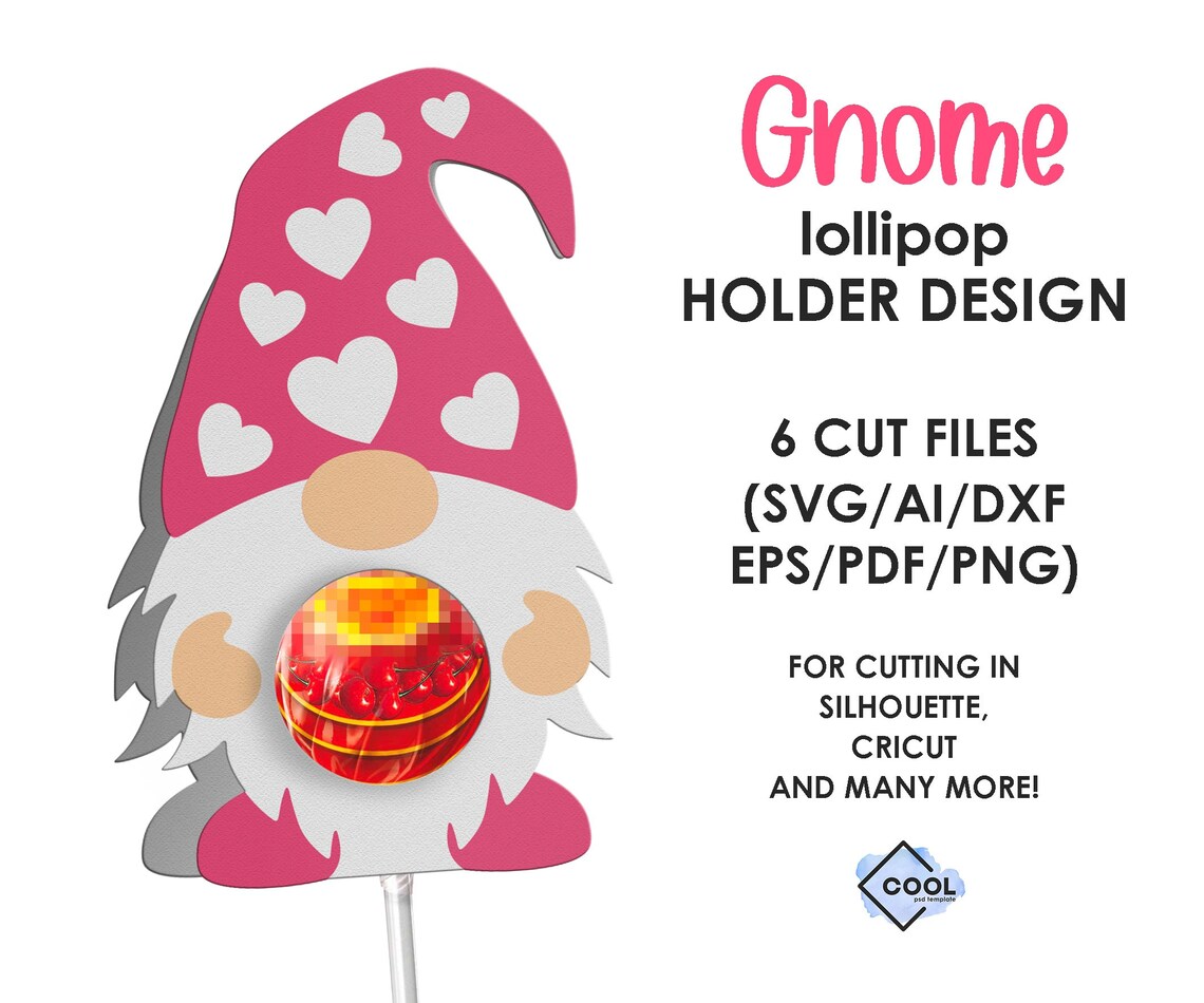 Valentines Gnome Lollipop Holder Svg DIY Valentine's - Etsy