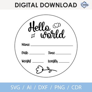 Personalized Baby Stat Sign SVG, Round Baby Announcement Sign Svg ...