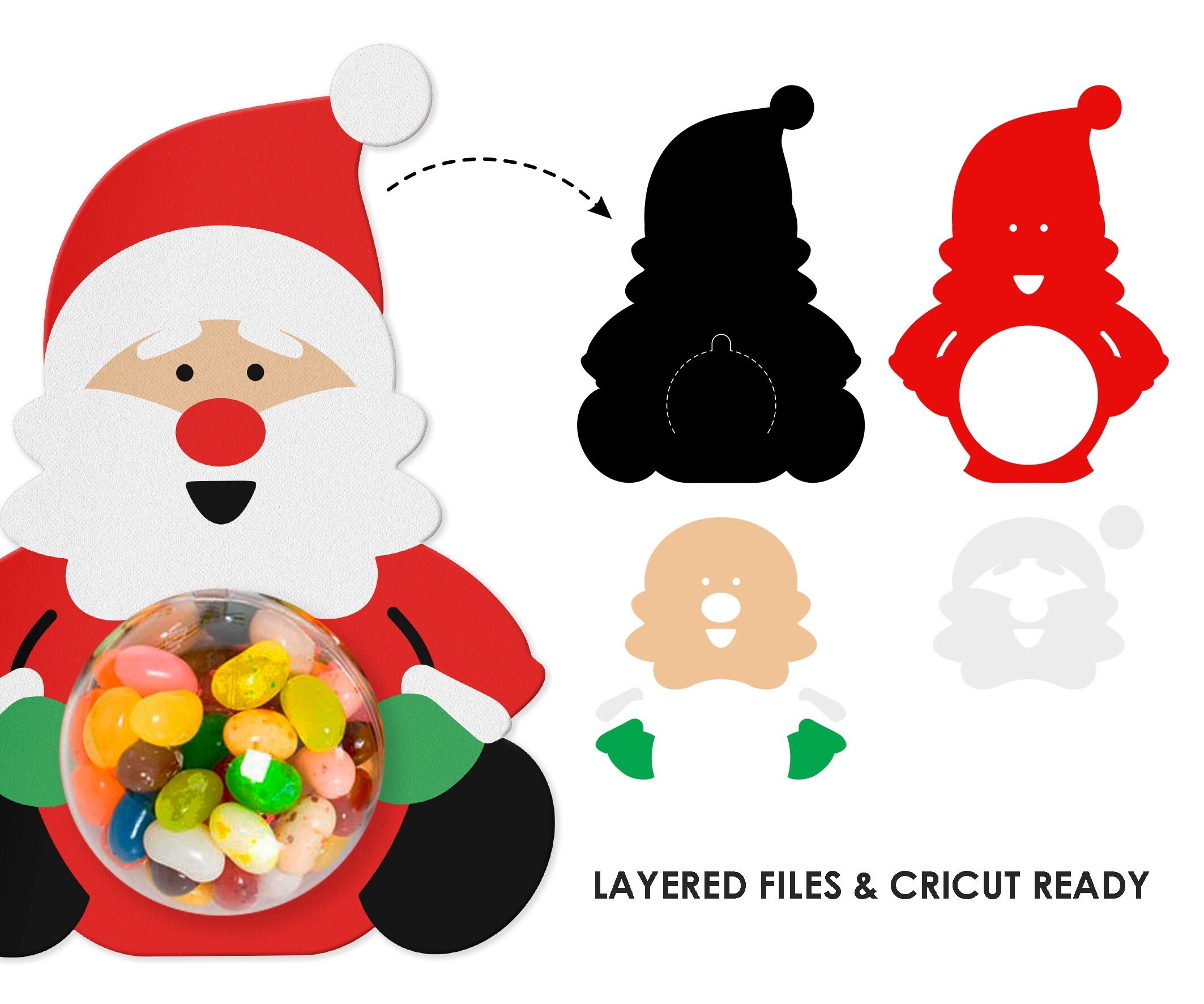 Santa Candy Dome SVG, Christmas Chocolate Holder Svg, DIY, Craft for ...