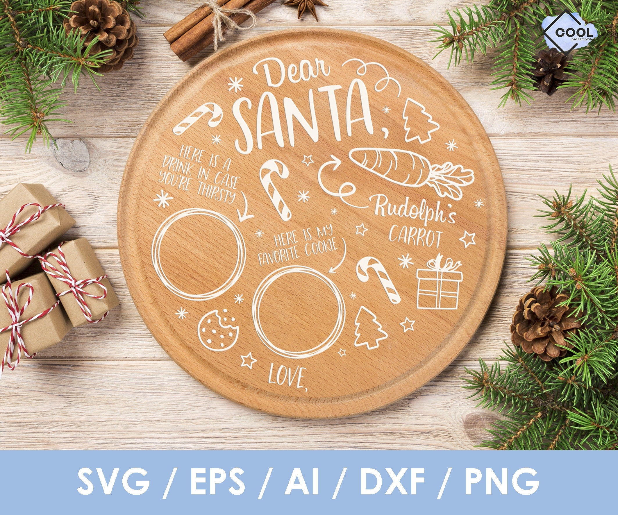 Round Santa Tray SVG, Laser Cut File - Etsy