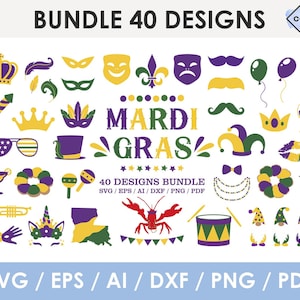 Mardi Gras Svg, Bundle, Mardi Gras Png, Printable Vector Clip Art, Fat ...