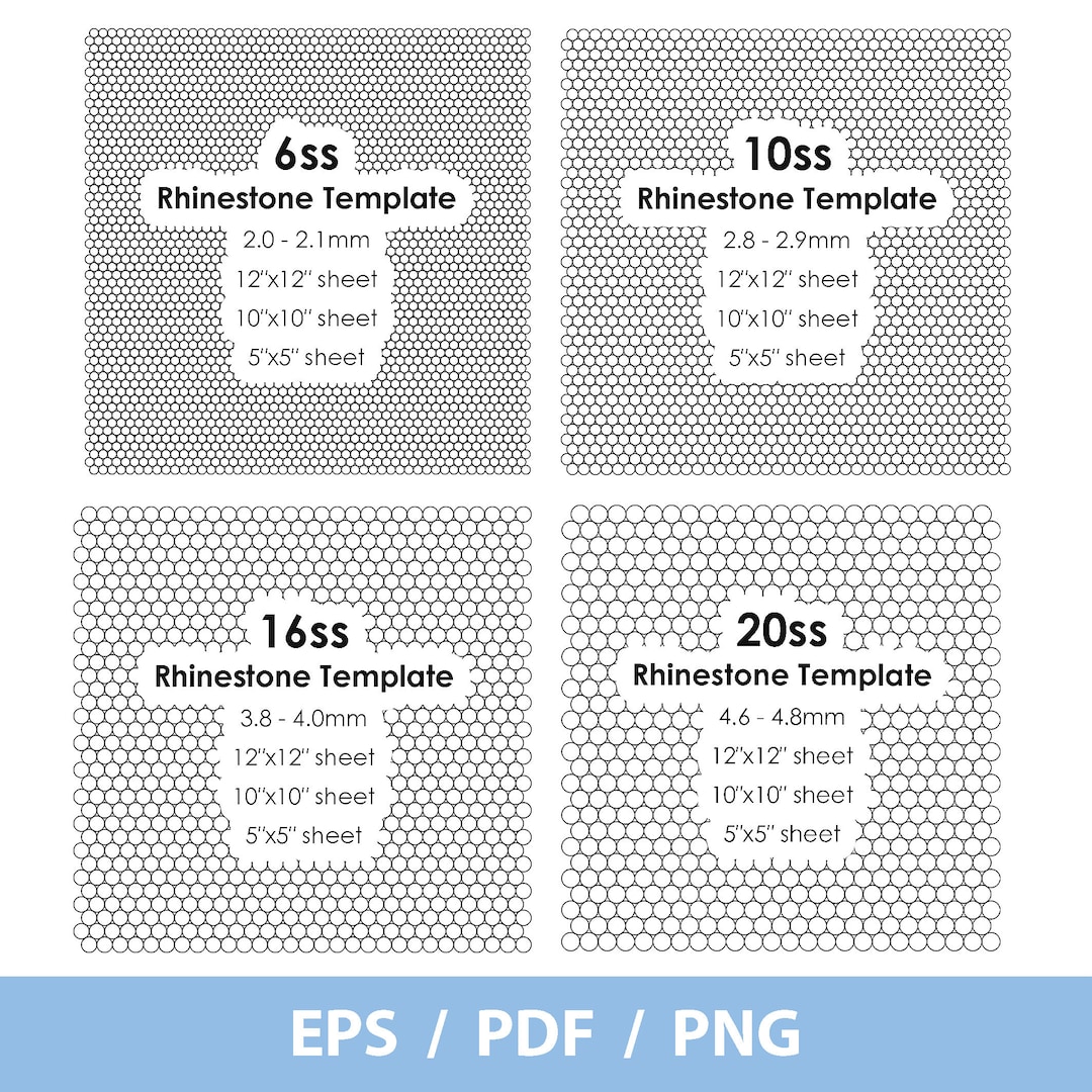 Rhinestone Sheet Template Bundle, 6ss, 10ss, 16ss ,20ss, Cricut ...