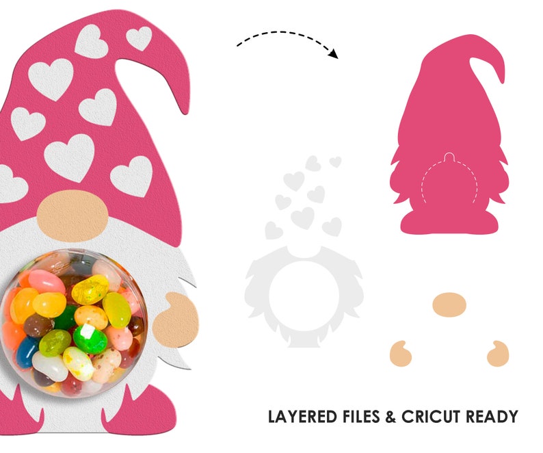Valentines Gnome Candy Dome SVG, Valentine's Day, Chocolate Holder Svg ...