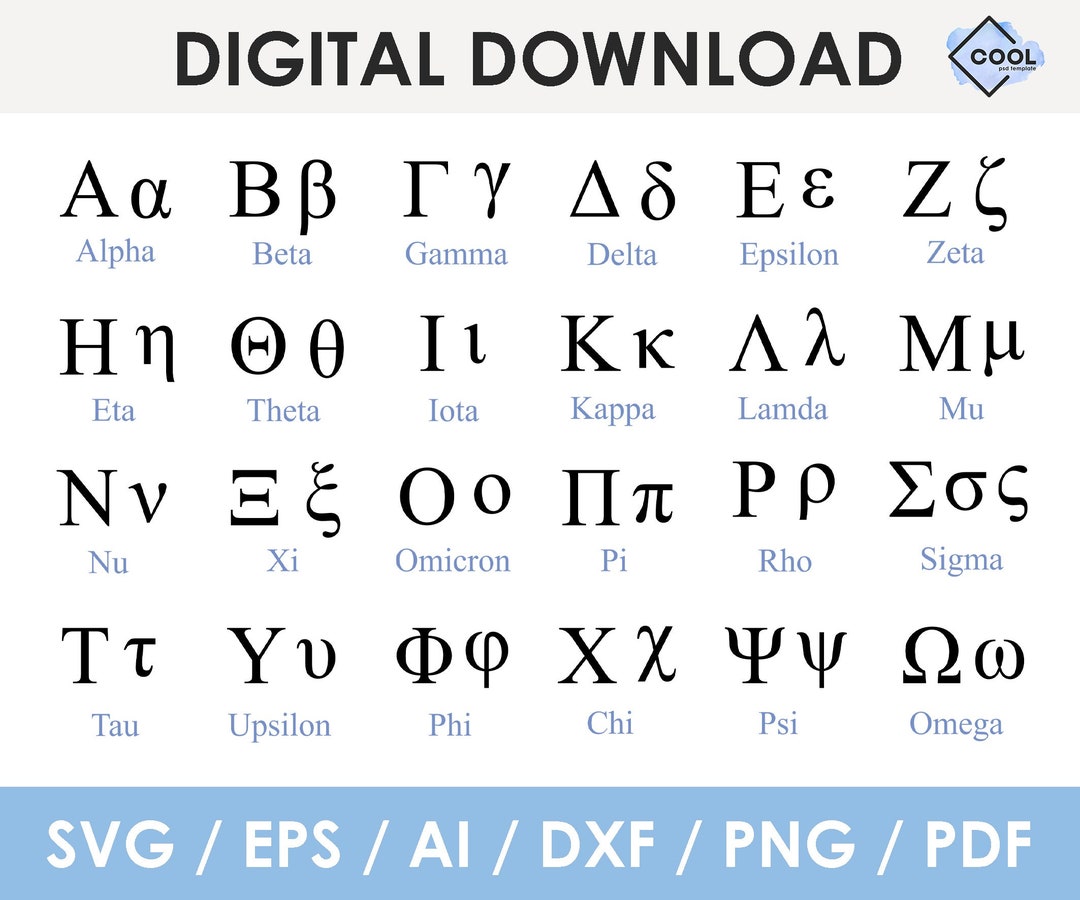 Greek Alphabet SVG, Greek Letters, Sorority | Fraternity Letters Svg ...