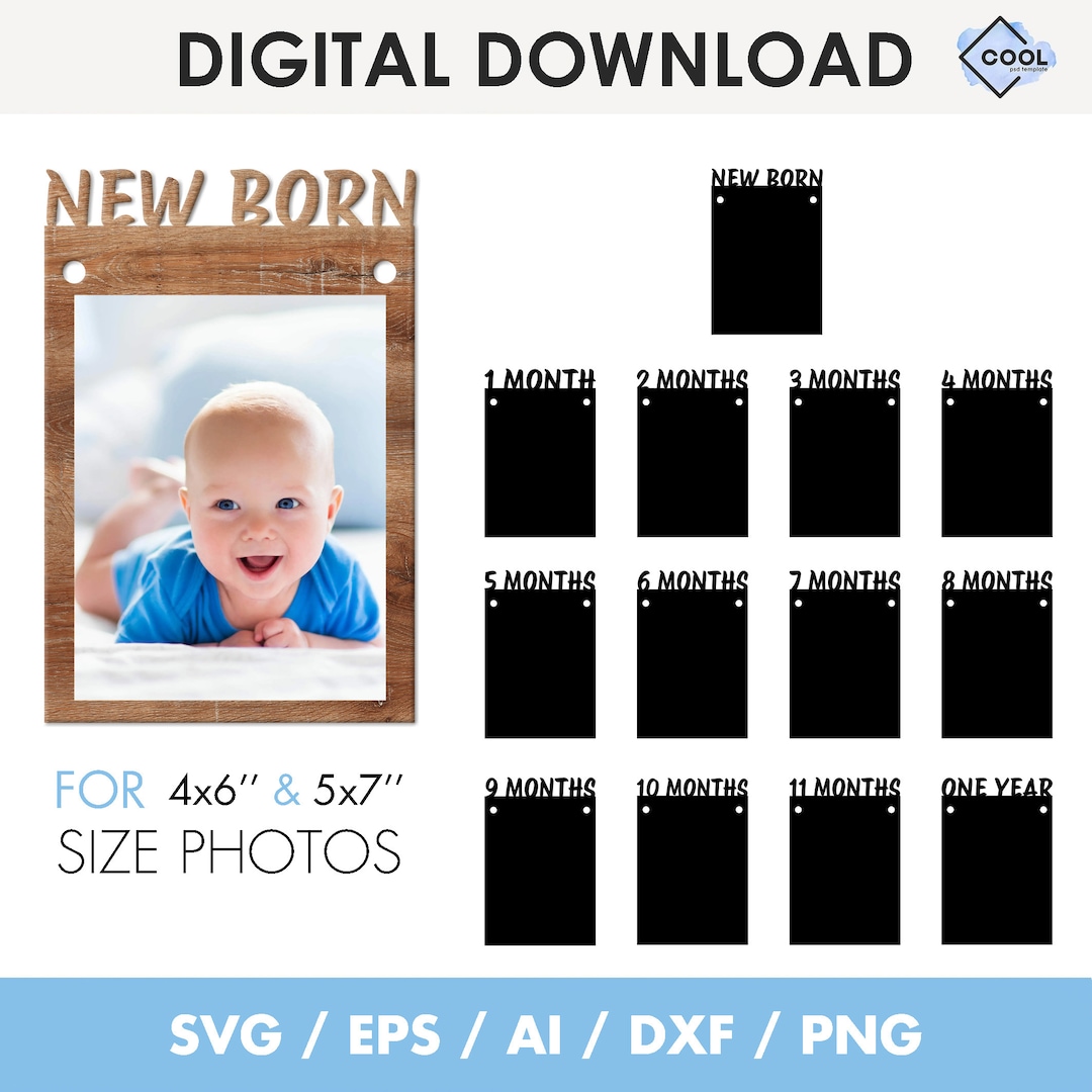 Monthly Photo Banner Svg, Baby First Birthday Bunting Pennant Banner ...