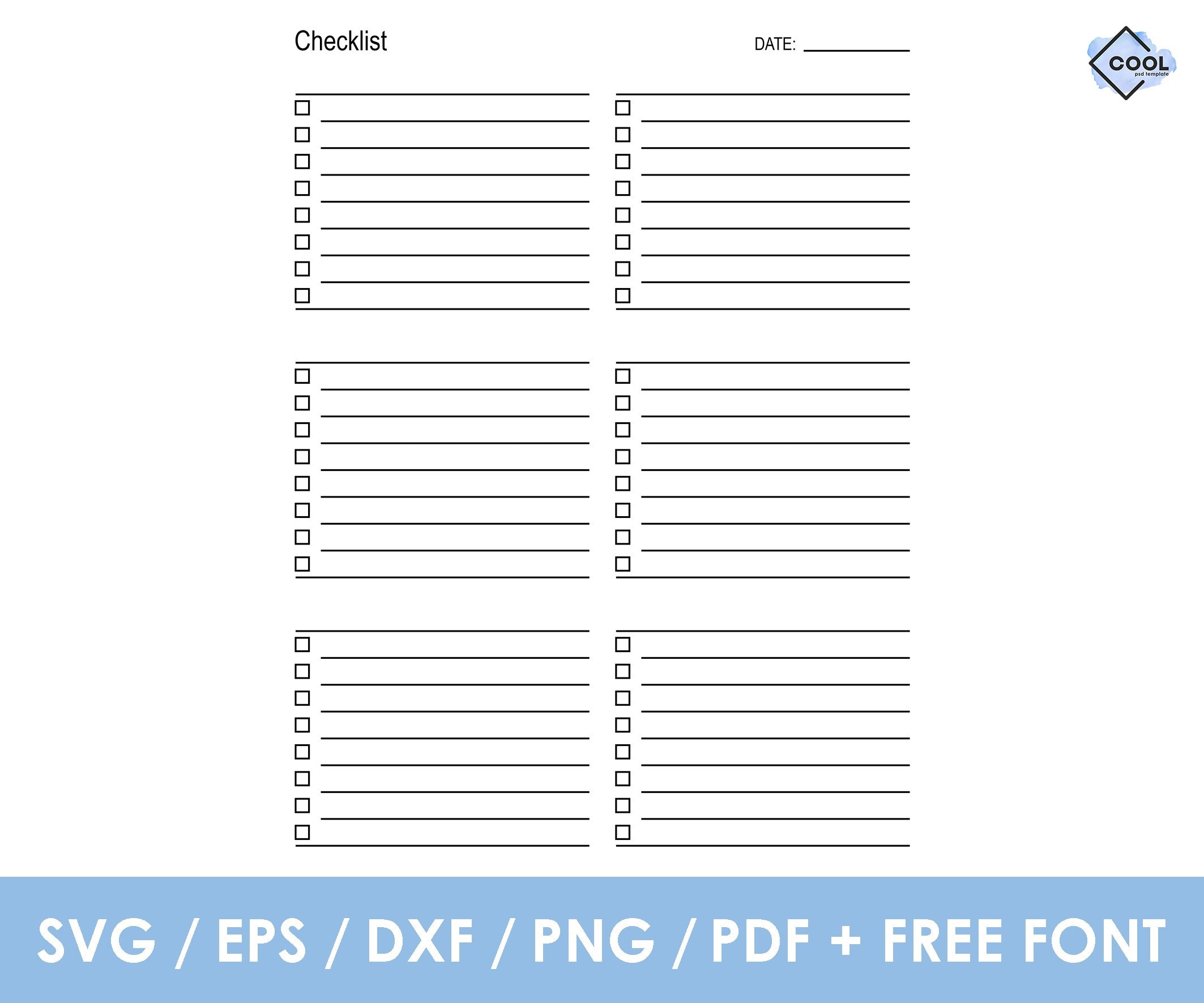 Check List Squares and Lines SVG, Checklist Blank Template, Simple ...
